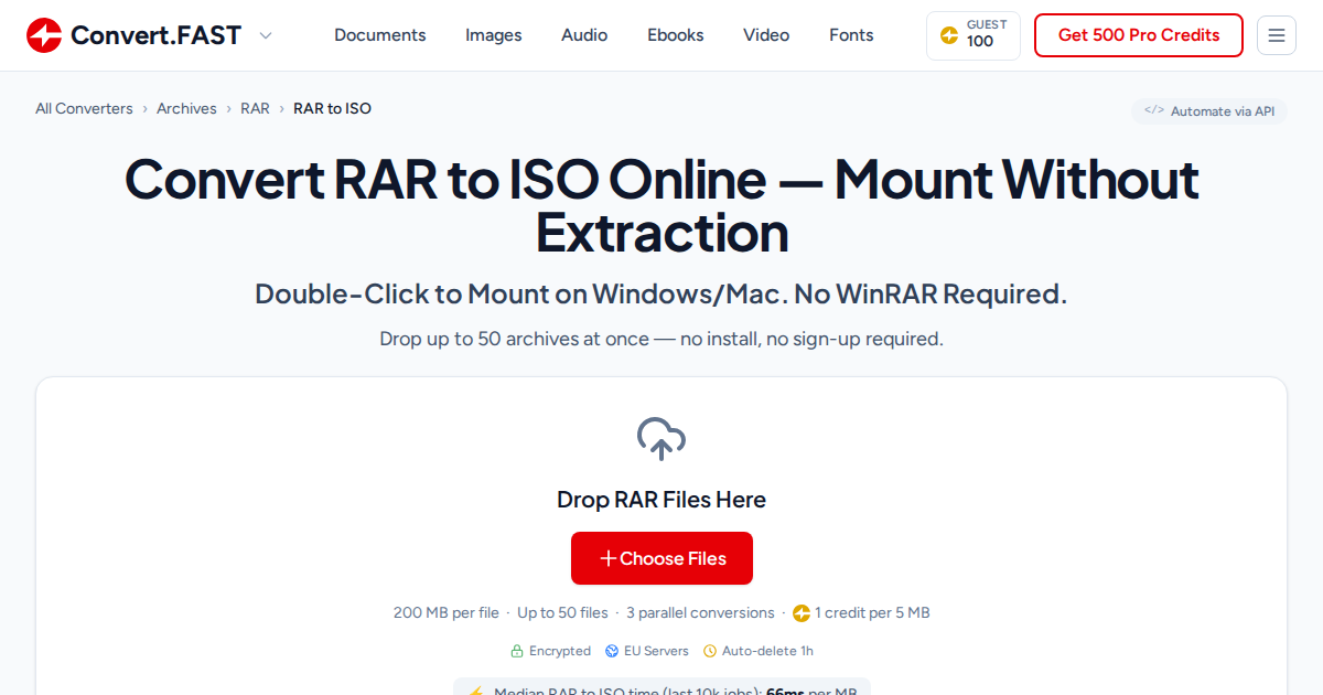 Convert RAR to ISO Online - Mount Without Extraction