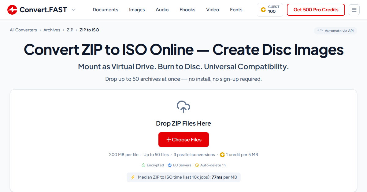 Convert ZIP to ISO Online - Create Disc Images