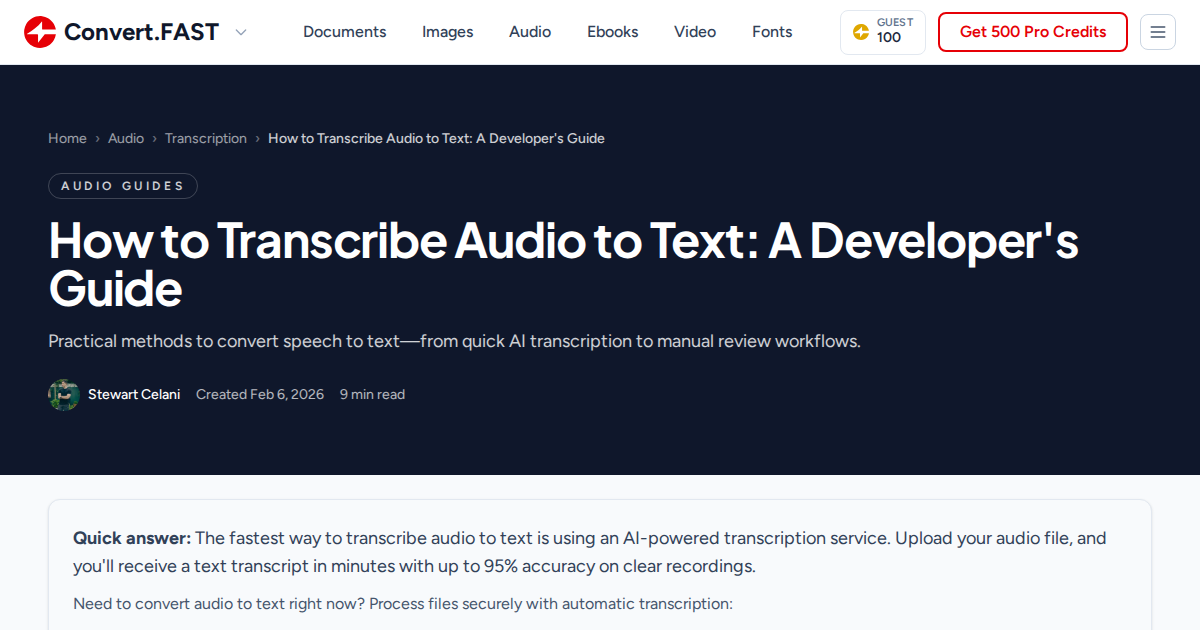 How to Transcribe Audio to Text: A Developer's Guide