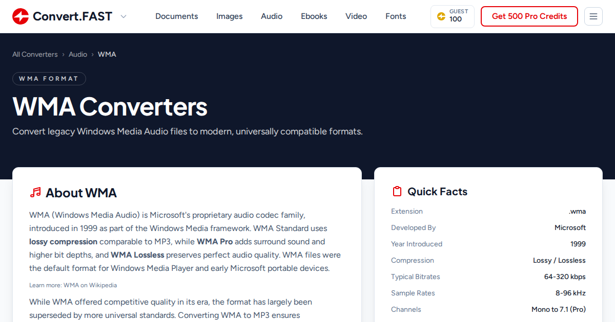 Convert WMA Files Online Free - WMA Audio Converter