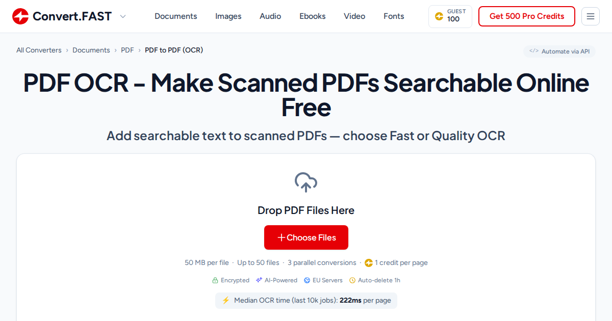 Convert Scanned PDF to Searchable PDF Instantly - Batch 50 Files Free