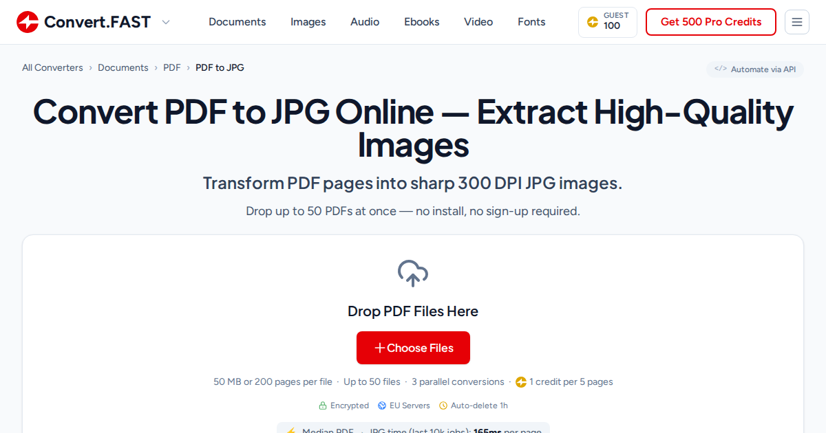 Convert PDF to JPG Instantly - Batch 50 Files Free