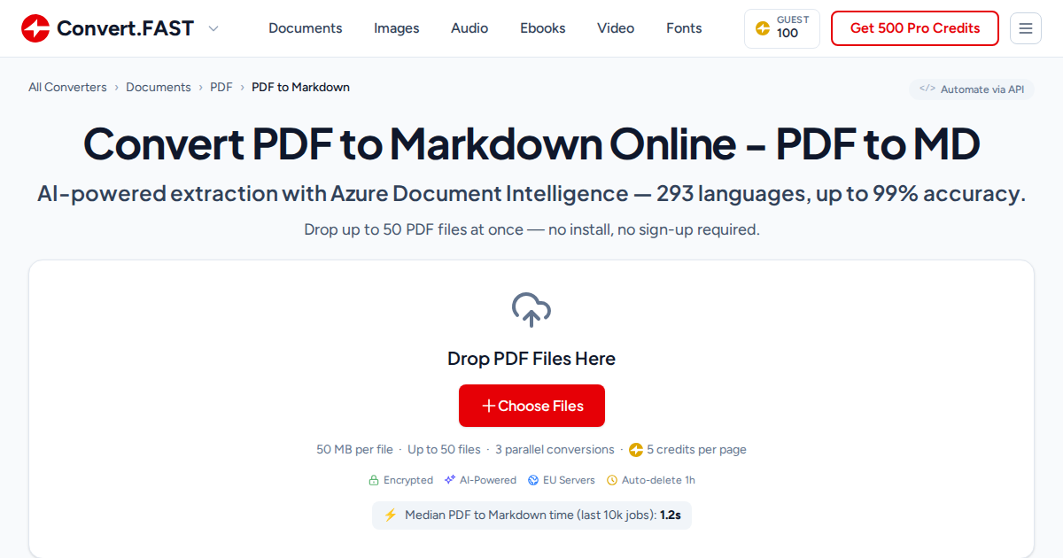 Convert PDF to Markdown Instantly - Batch 50 Files Free