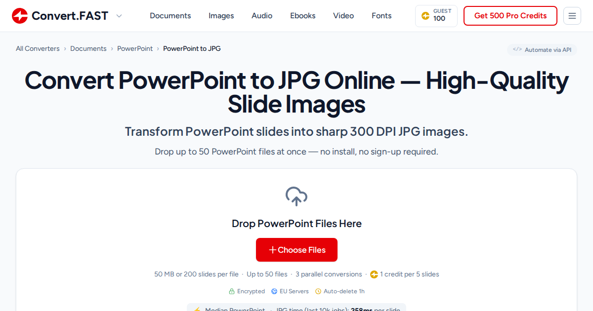 Convert PPTX to JPG Instantly - Batch 50 Files Free