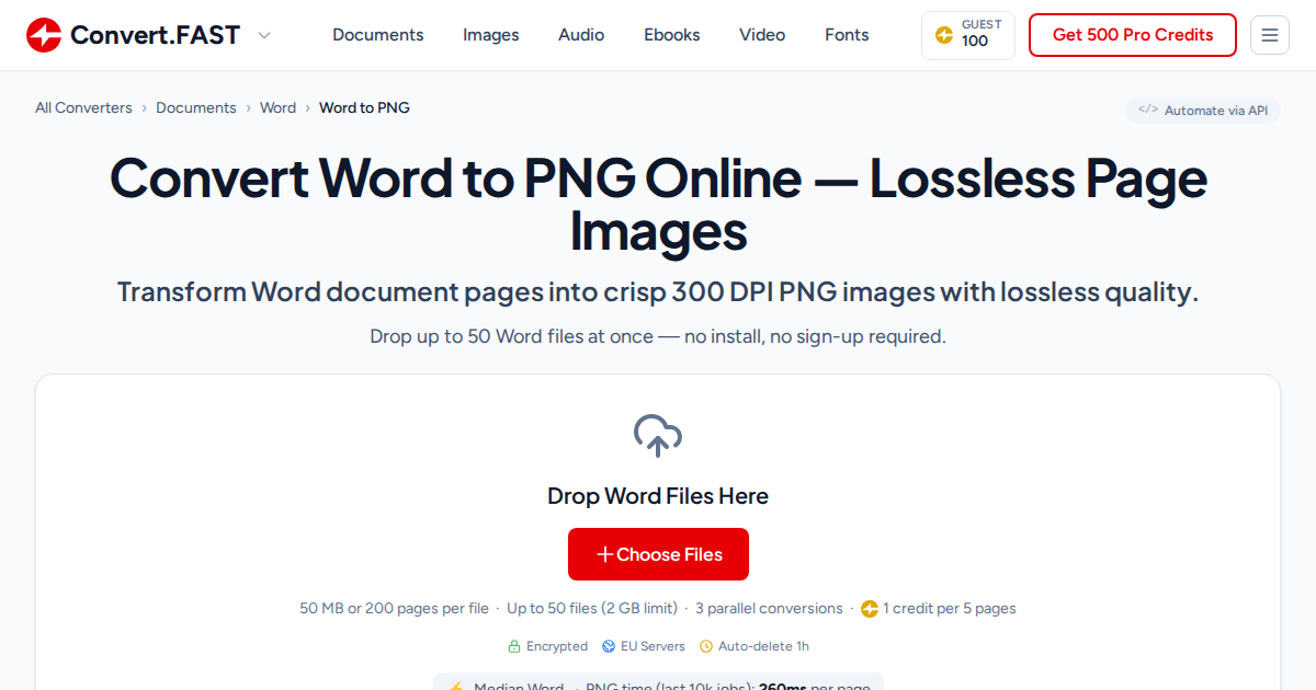 Convert Word to PNG Instantly - Batch 50 Files Free