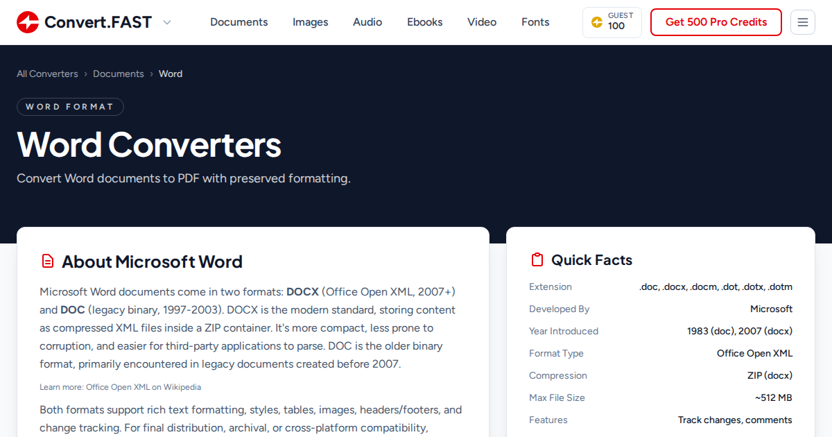 Convert Word Files Online Free - DOCX, DOC & RTF