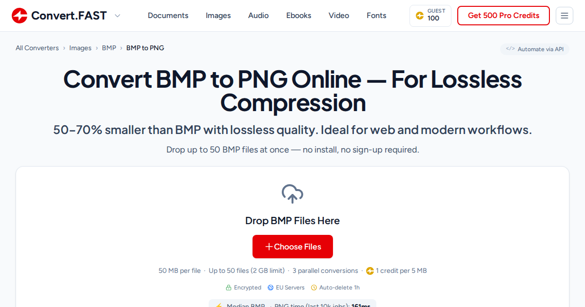 Convert BMP to PNG Instantly - Batch 50 Files Free