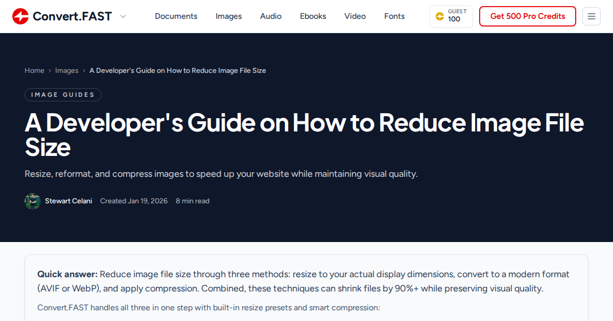 A Developer's Guide on How to Reduce Image File Size