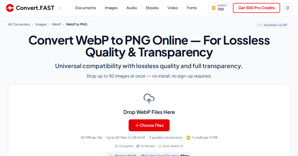 Convert WebP to PNG Instantly - Batch 50 Files Free